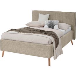 Meise M&ouml;bel Polsterbett MEISE.M&Ouml;BEL, B:165cm L:216cm, braun, Betten, "Riva", mit eichefarbigen Holzf&uuml;&szlig;en, wahlweise mit Bettkasten und Lattenrost