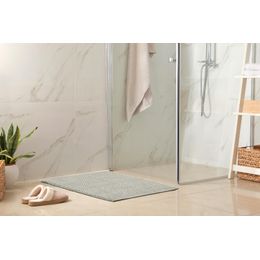 Badematte LUXOR living, H:10mm, grau, Baumwolle, Badematten, "Atlanta, 50x80 cm", Badteppich, Duschvorleger, Uni Farben, saugstark