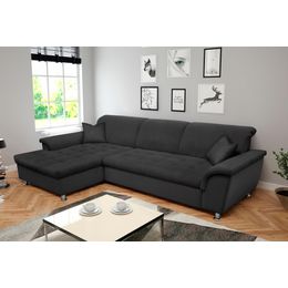 Ecksofa DOMO collection, B:278cm H:80cm T:171cm, grau, Flachgewebe (100% Polyester);Chenille (100% Polyester), Wohnzimmer, Sofas, "Franzi Steppung im