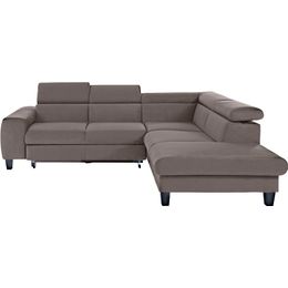 Ecksofa COTTA, B:249cm H:75cm T:207cm, grau, Microfaser PRIMABELLE (100% Polyester);Flachgewebe (100% Polyester);Samtvelours (100% Polyester),