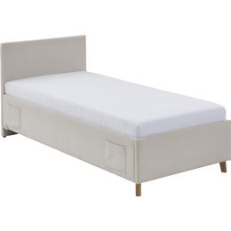 Meise M&ouml;bel Kinderbett MEISE.M&Ouml;BEL, B:130cm L:210cm, beige, Betten, "COOL", Polsterbett wahlweise mit Bettkasten, Jugendbett inkl. USB-Anschluss