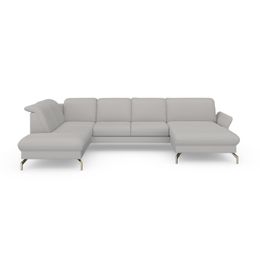 Sit & More Wohnlandschaft SIT & MORE, B:338cm H:84cm T:207cm, silber, Sofas, "Fashion U-Form", wahlweise mit Kopfteilverstellung, Vorziehsitz, motorisch,