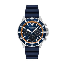 Emporio Armani Herren Chronograph, orange, Armbanduhren, Armbanduhr, Solar, Herrenuhr, Silikonarmband, analog, Tag
