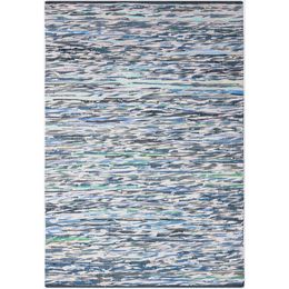 Teppich, B:60cm H:10mm L:110cm, blau, MyFlair M&Ouml;BEL & ACCESSOIRES, Baumwolle, Polyester, Wohnzimmer, Teppiche, "Ameer", Handweb Teppich, 90%