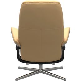 Relaxsessel stressless, B:78cm H:97cm T:70cm, gelb, Wohnzimmer, Sessel, "Consul", mit Hocker, mit Cross Base, Gr&ouml;&szlig;e S, M & L, Holzakzent Schwarz