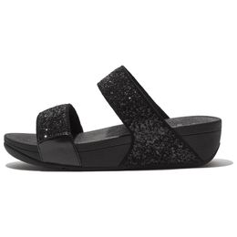 fitflop Damen Keilpantolette "LULU GLITTER SLIDES", Gr. 39schwarz glitter, Synthetik, Glitzer, Schuhe, Pool Slides, Strandschuh mit Glitter