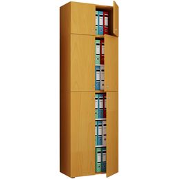 Aktenschrank Vcm, B:70cm H:223cm T:39cm, braun, Obermaterial: 100% Holz Wood., Büro, Schränke, "Vcm XXL Büroschrank mit 5 Fächern und einem Aufsatz