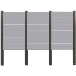 TETZNER & JENTZSCH Sichtschutzelement "ROUNDROCK 1", H/L: 180cm x 3,3m, Pfosten: 4 Stk., grau, TETZNER & JENTZSCH, Garten, Zaunelemente, Satiniertes Glas in