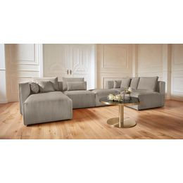 Wohnlandschaft Home Affaire, B:360cm H:75cm T:182cm, beige, Struktur Hahnentritt (67% Polypropylen 33% Polyester);Fellimitat (100%
