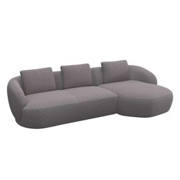 Wohnlandschaft FLEXLUX, B:276cm H:85cm T:146cm, braun, Sofas, "Torino, rund, L-Form, Sofa-Ecke mit Recamiere, Longchair-Sofa", Modernes, organisches