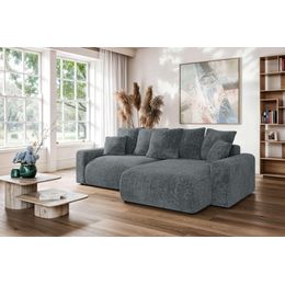 Ecksofa Home Affaire, B:235cm H:84cm T:142cm, grau, 100% Polyester, Wohnzimmer, Sofas, "LAKESIDE klein mit Bettfunktion und Bettkasten, B/T/H