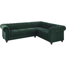 Chesterfield-Sofa Home Affaire, B:255cm H:74cm T:214cm, gr&uuml;n, Samtoptik (100% Polyester);Samtoptik (100% Polyester);Luxus-Microfaser Lederoptik (100%