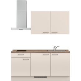 Küchenzeile Nobilia, B:180,3cm H:216,6cm T:60cm, beige, Komplettküchen-Sets, ""Laser I",Ausrichtung wählbar, Breite 180 cm", vormontiert, wahlw. mit
