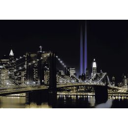 papermoon Fototapete "New York by night", B/L: 3,5m x 2,6m, Bahnen: 7 Stk., bunt, Tapeten