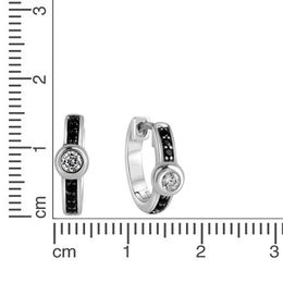 Celesta Damen Paar Creolen "925 Silber mit Zirkoniasteinen schwarz und wei&szlig;", one-size, Silber 925 (Sterlingsilber), silber, Silber 925