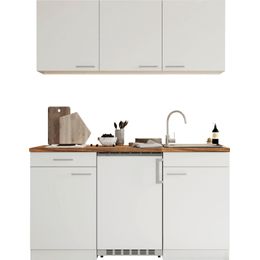 Pantryk&uuml;che respekta, B:150cm H:200cm T:60cm, wei&szlig;, Komplettk&uuml;chen-Sets, "Luis, mit Duo Kochfeld, wahlweise mit Mikrowelle, Korpus Wei&szlig;", Breite 150