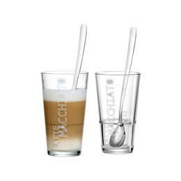 Ritzenhoff & Breker Latte-Macchiato-Glas "Latte Macchiato Gläser + Löffel Lena 350 ml 2er Set transparent", transparent, RITZENHOFF & BREKER, Trinkgefäße
