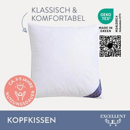 Federkopfkissen EXCELLENT, B:80cm L:80cm, wei&szlig;, Bezug: 100% Baumwolle. F&uuml;llung: 70% Federn, 30% Daunen, Kopfkissen, "Z&uuml;rich, Kopfkissen in 40x80 und