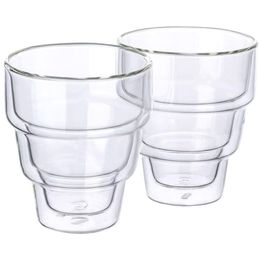 Mulex Latte-Macchiato-Glas "Mulex Gl&auml;ser Set Denver", &Oslash; 7cm x 10cm, 350ml, 2 Stk., transparent, Trinkgef&auml;&szlig;e, doppelwandiges Trinkglas ideal f.