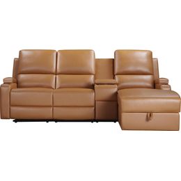 Ecksofa Home Affaire, B:240cm H:105cm T:155cm, braun, Wohnzimmer, Sofas, "NAPORI Multimediasofa, 3er Kinosessel XXL, L-Form, 3 Bezugsstoffe",