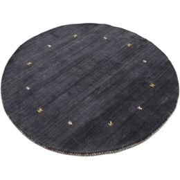 Wollteppich CarpetFine, H:15mm &Oslash;:300cm, schwarz, Wolle, Wohnzimmer, Teppiche, "Gabbeh Uni", reine Wolle handgewebt, Gabbeh Tiermotiv warmes Raumklima