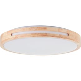 Brilliant LED Deckenleuchte "Woodbury", 1, Ø 39cm H: 7,5cm, 1 Stk., weiß, Wohnzimmer, Leuchten, Mit Holzrahmen, Ø 39 cm, 2100 lm, 2700 K,