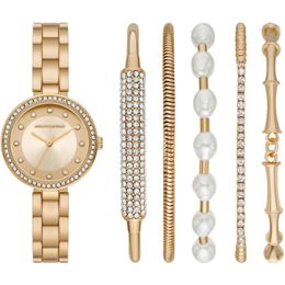 Skechers Damen Quarzuhr "BRACELET GLITZ SET", gelb, Armbanduhren, Armbanduhr, Damenuhr, analog, Glassteine, Geschenkidee