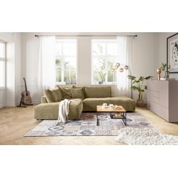 Ecksofa Musterring, B:304cm H:81cm T:224cm, gr&uuml;n, 100% Polyester, Wohnzimmer, Sofas, "Lucia", mit gro&szlig;em Longchair, verschiedene Farben, B304 x T224