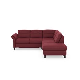 Sit & More Ecksofa SIT & MORE, B:253cm H:87cm T:212cm, rot, 100% Polyester, Wohnzimmer, Sofas, "Mellum L-Form", Federkern, wahlweise mit Bettfunktion, Stauraum
