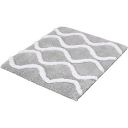 Badematte Kleine Wolke, H:23mm, weiß, Polyester, Badematten, "Piana", Badteppich, modernes Wellen 3D-Design