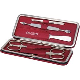 ERBE® ERBE Damen Maniküre-Etui "Siena", B/H/T: 140mm x 70mm x 15mm 5 Stk., rot, B:140mm H:70mm T:15mm, Nageletuis, Hochwertiges Leder und robuste