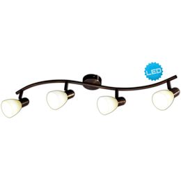 Näve NÄVE LED Deckenspot "Mestre", 4, Ø 7,2cm H: 14cm, 1 Stk., braun, Leuchten, 4er LED Wand-u. Deckenspot, E14, braun, Glasschirm weiß