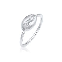 Elli Damen Fingerring "Kaurimuschel Sommer Meer Urlaub Trend 925 Silber", 58mm, ohne Stein, Silber 925 (Sterlingsilber), 1mmsilber, Silber 925