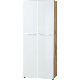 Aktenschrank Germania, B:80cm H:195,8cm T:37cm, wei&szlig;, Holzwerkstoff, Sicherheitsglas, B&uuml;ro, Schr&auml;nke, "GW-Monteria", T&uuml;ren mit Glas-Auflage,