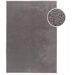 Teppich Carpet City, B:80cm H:14mm L:140cmgrau, Obermaterial: 100% Polyester, Wohnzimmer, Teppiche, "CALMA 200", Kurzflor, Waschbar, Anti-Rutsch,