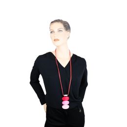 Damen Lange Kette "Asmara", rot, Basic, Collezione Alessandro, Holz, Halsketten, Anh&auml;nger bestehend aus drei ovalen Holzperlen