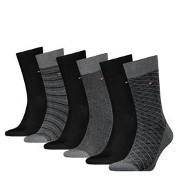 Tommy Hilfiger Damen Socken "TH MEN SOCK 6P TIN GIFTBOX BIRDEYE", Gr. 39, grau, Obermaterial: 64% Baumwolle, 35% Polyamid, 1% Elasthan, Socken
