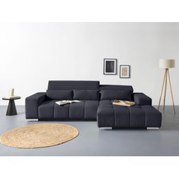 Ecksofa COTTA, B:307cm H:73cm T:186cm, schwarz, 90% Polyester, 10% Polyamid, Wohnzimmer, Sofas, "Orion L-Form", mit 2x Kopfteilverstellung & 3