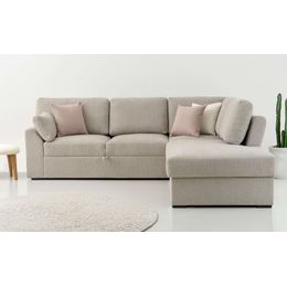 Ecksofa Home Affaire, B:242cm H:88cm T:224cm, braun, 100% polyester, Wohnzimmer, Sofas, "Citry", Breite 242 cm, Chenille, Bettfunktion, Bettkasten,