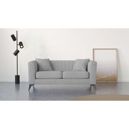 2-Sitzer Home Affaire, B:170cm H:74cm T:86cm, grau, 100% Polyester, Sofas, "MATTHEW elegantes Designsofa, Maße B/T/H: 170/86/74 cm", Steppung im
