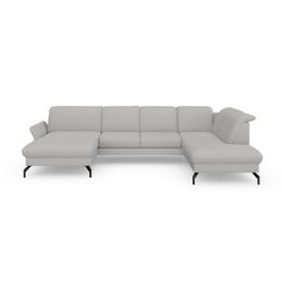 Sit & More Wohnlandschaft SIT & MORE, B:338cm H:84cm T:207cm, silber, Sofas, "Fashion U-Form", wahlweise mit Kopfteilverstellung, Vorziehsitz, motorisch,