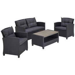 Gartenlounge-Set Konifera, schwarz, Polyrattan, Sitzm&ouml;bel-Sets, "St. Tropez", Polyrattan, Stahl, Ablage unter dem Tisch, Balkonset, Loungeset