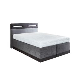 Boxspringbett, grau, Westfalia Schlafkomfort, Bezug Obermatratze 100% Polyester, waschbar bis 60C;Bezug Unterbox und Kopfteil: Mikrofaservelours