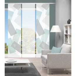 Schiebegardine Vision, B:60cm H:260cm, gr&uuml;n, Polyester, Wohnzimmer, Gardinen, "NAYAH", SET,SCHIEBEVORHANG,BAMBUS,DIGITALDRUCK