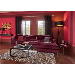 Ecksofa Home Affaire, B:294cm H:90cm T:184cm, rot, Samtvelours 100% Polyester;Luxus-Microfaser ALTARA NUBUCK (100% Polyester), Wohnzimmer, Sofas,