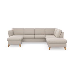 Wohnlandschaft Home Affaire, B:307cm H:86cm T:213cm, grau, 100% Polyester, Sofas, "Trelleborg U-Form", Federkern-Polsterung, wahlweise mit