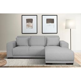 Ecksofa Home Affaire, B:234cm H:85cm T:162cm, grau, 100% Polyester, Wohnzimmer, Sofas, "BORNHOLM L-Form mit Recamiere, Maße B/T/H: 234/162/85 cm",