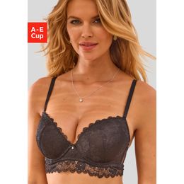 Vivance Damen Push-up-BH "Julia", Gr. 90, schwarz, Spitze, Obermaterial: 60% Polyamid, 35% Polyester, 5% Elasthan, BHs, aus Jacquardspitze in