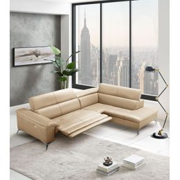 Ecksofa Egoitaliano, B:272cm H:96cm T:203cm, beige, Leder &raquo;BULL&laquo; (echtes Rindsleder). Geschliffenes, pigmentiertes und behandeltes Rindsleder mit