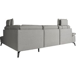 Ecksofa Alina, B:267cm H:118cm T:210cm, grau, Struktur GBA (100% Polyester), Wohnzimmer, Sofas, inkl. Kopfst&uuml;tzen, wahlweise mit Relaxfunktion,